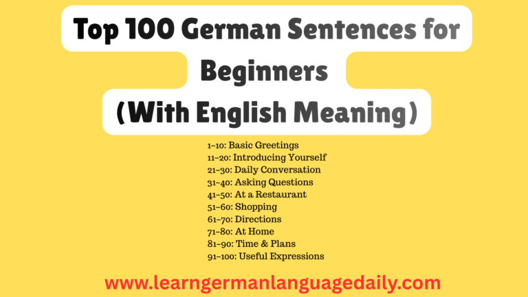 100 German Sentences for Beginners (With English Meaning) - learn ...
